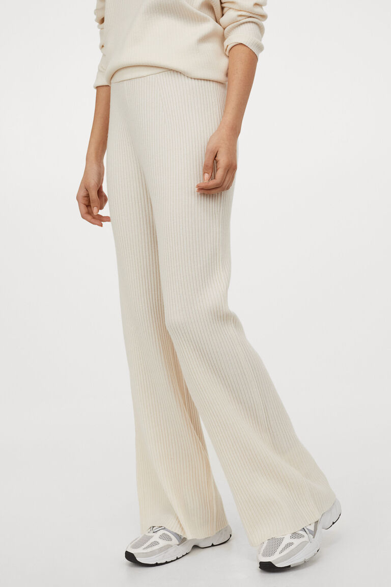 Rib-knit trousers