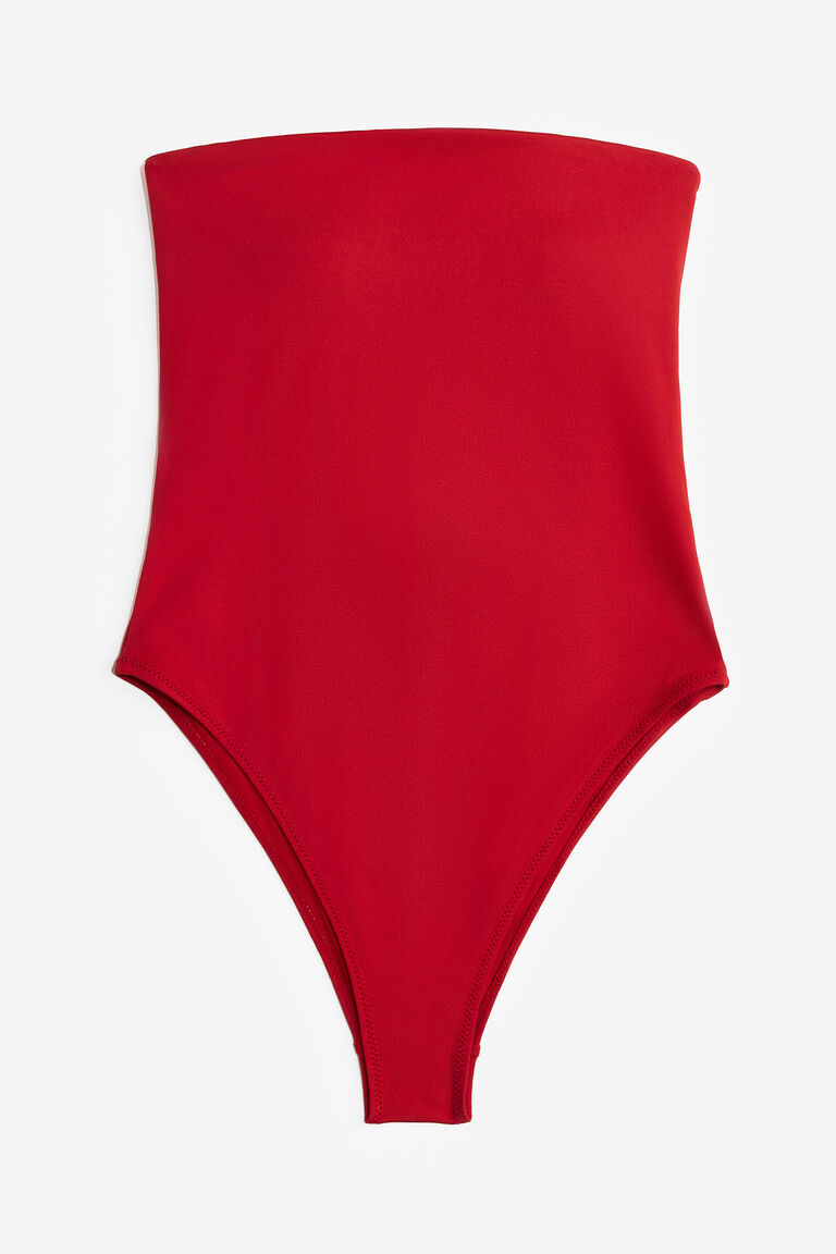 Padded-cup High-leg Bandeau swimsuit