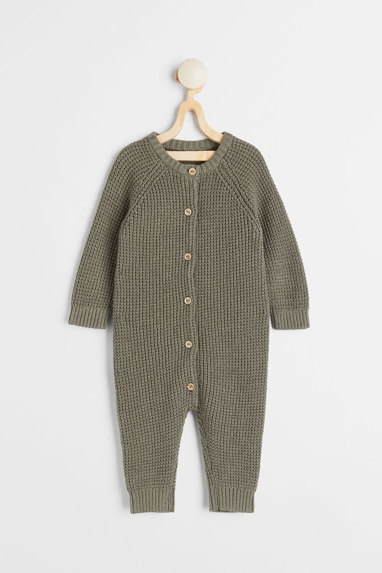 Knitted cotton romper suit