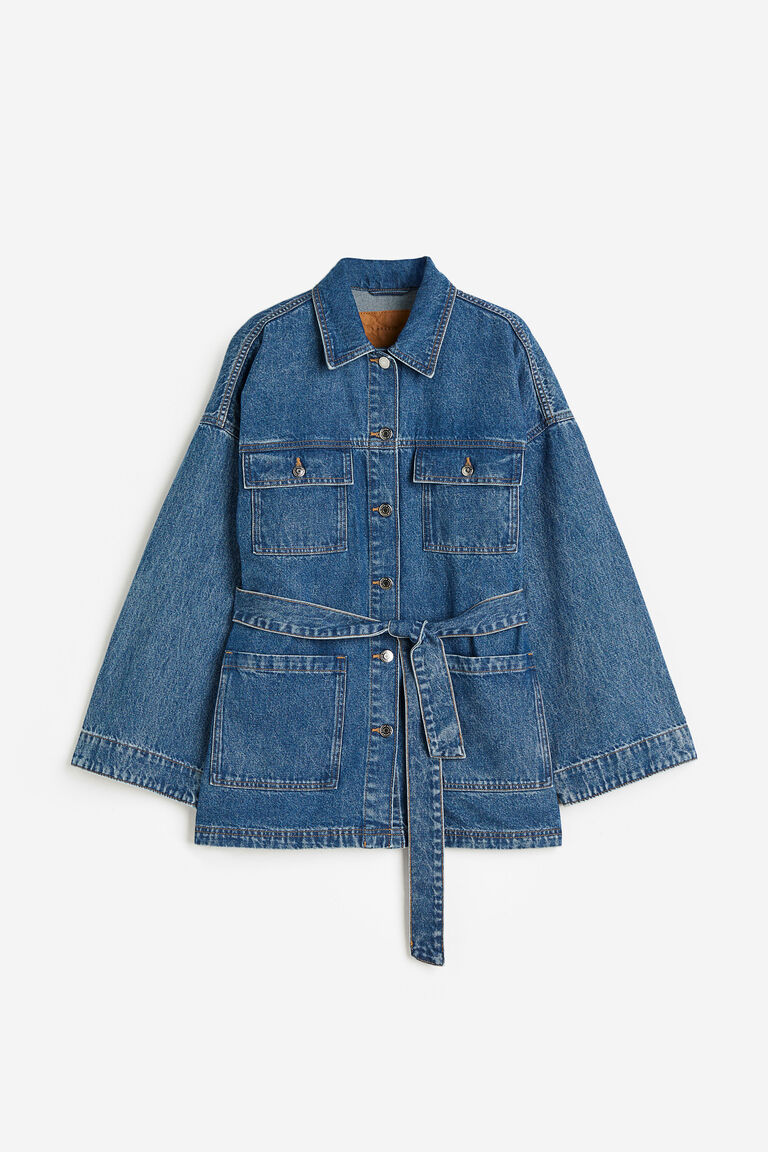 Tie-belt denim jacket