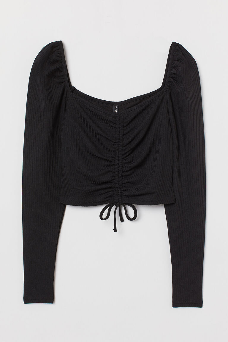 Ribbed drawstring top