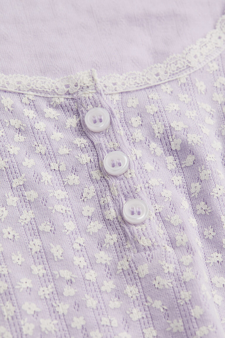 Ribbed button-placket T-shirt