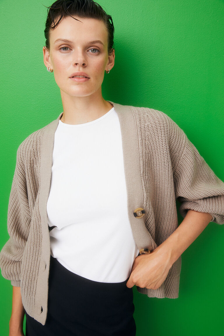 Rib-knit cardigan