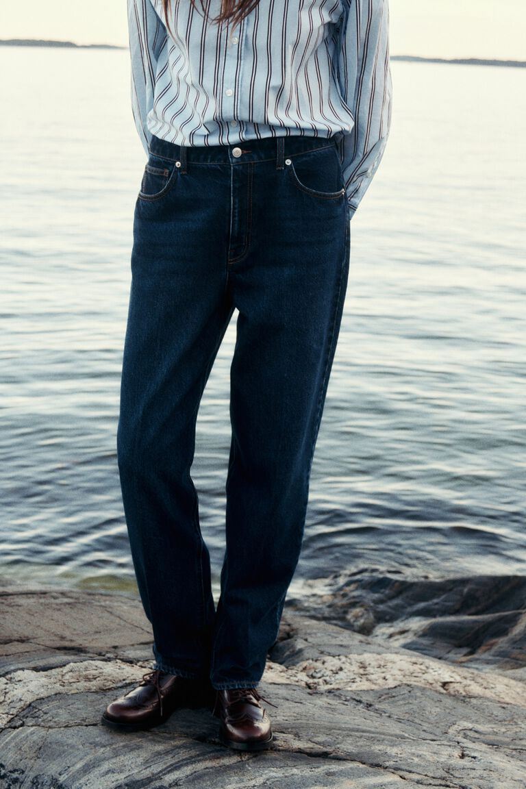 Crease-leg tapered jeans