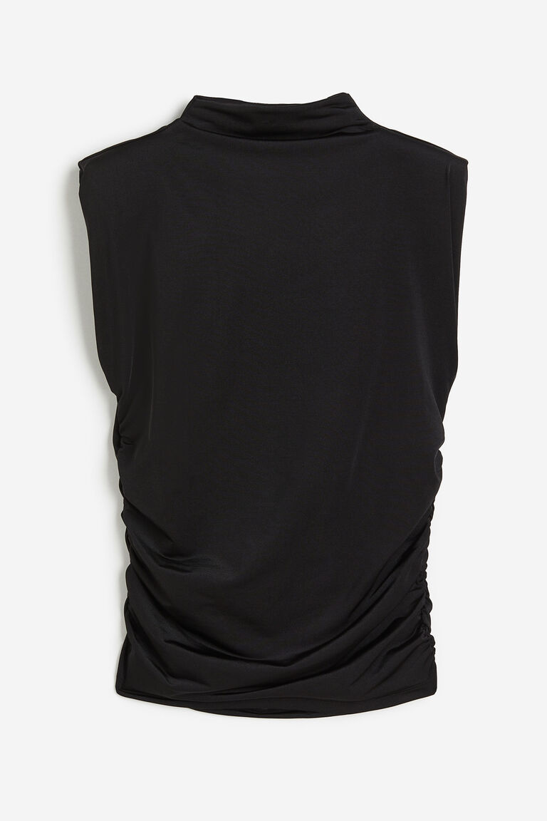 Draped shoulder-pad top