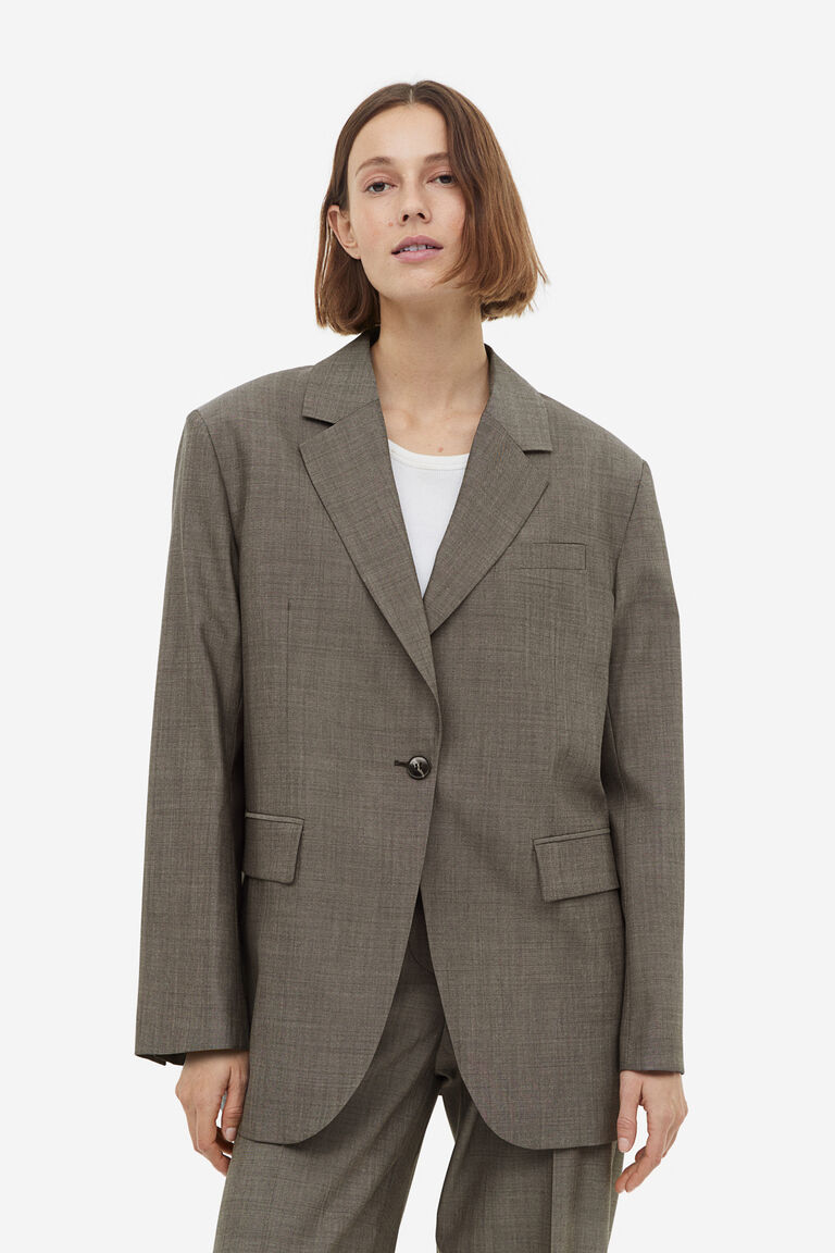 One-button wool jacket