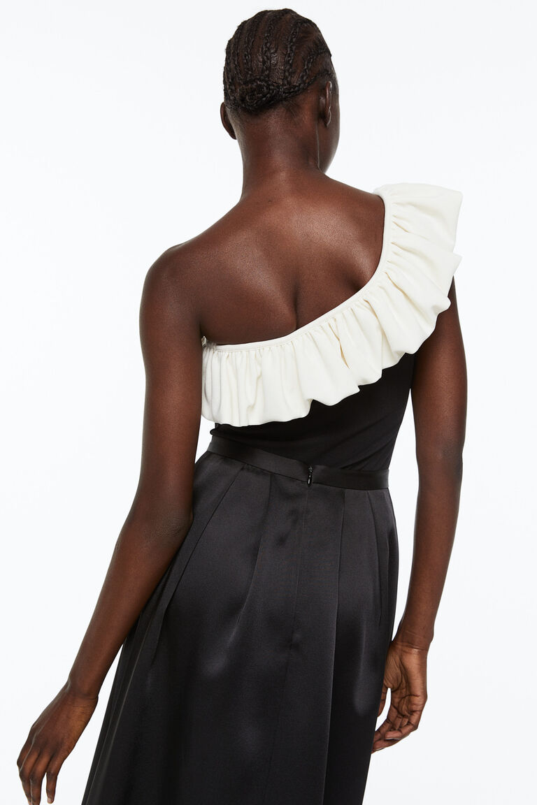 Flounced one-shoulder top