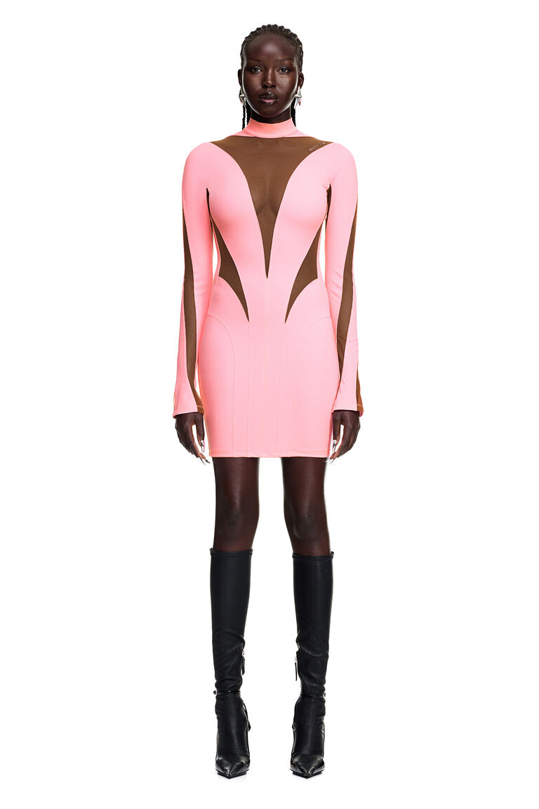 Mesh-panelled mini dress