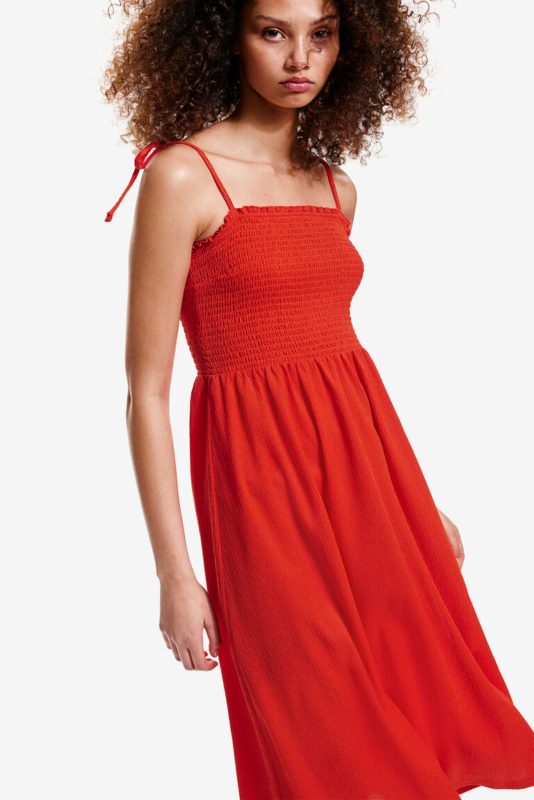 Tie-strap smocked dress
