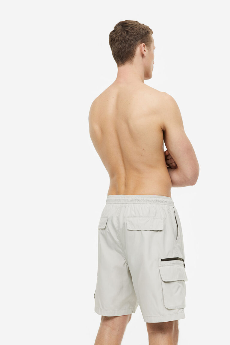 Knee-length cargo swim shorts