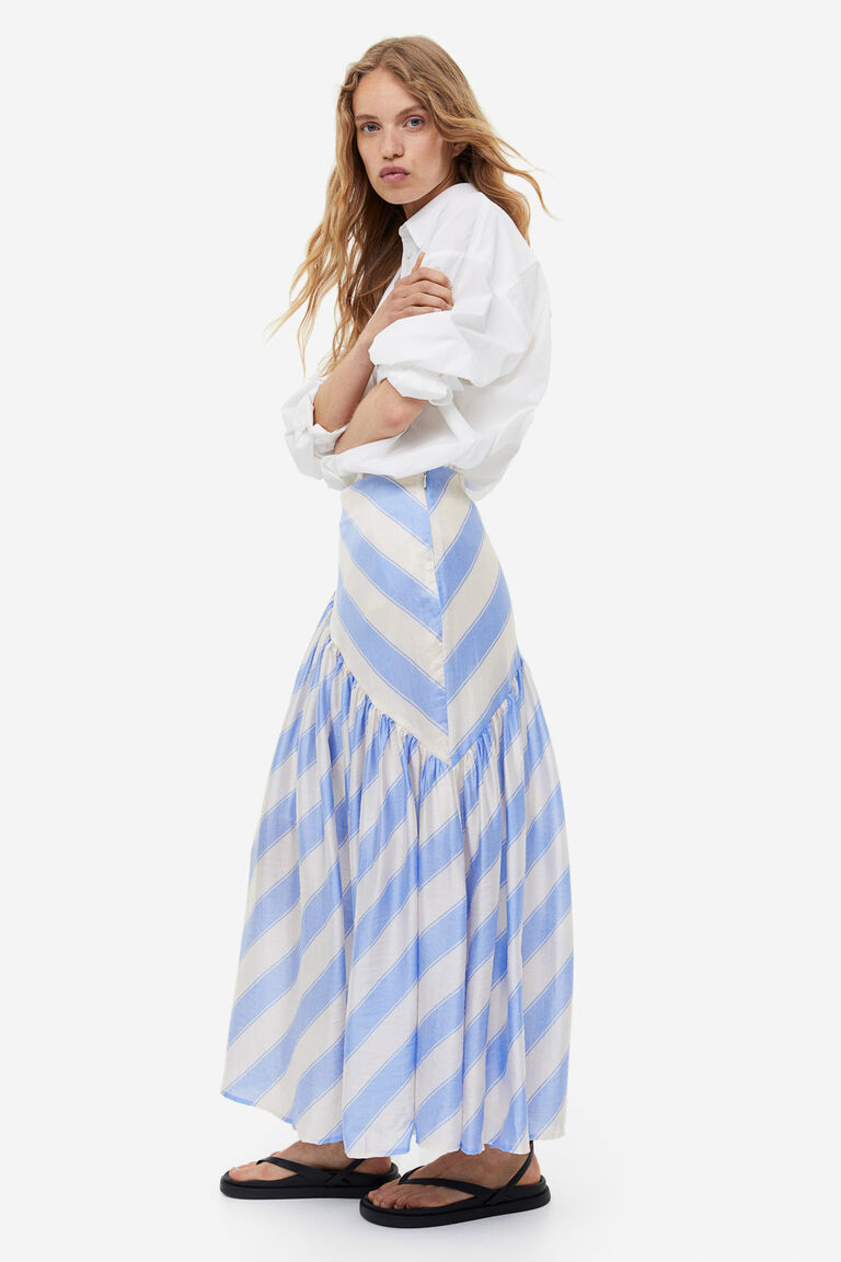 Draped lyocell-blend skirt