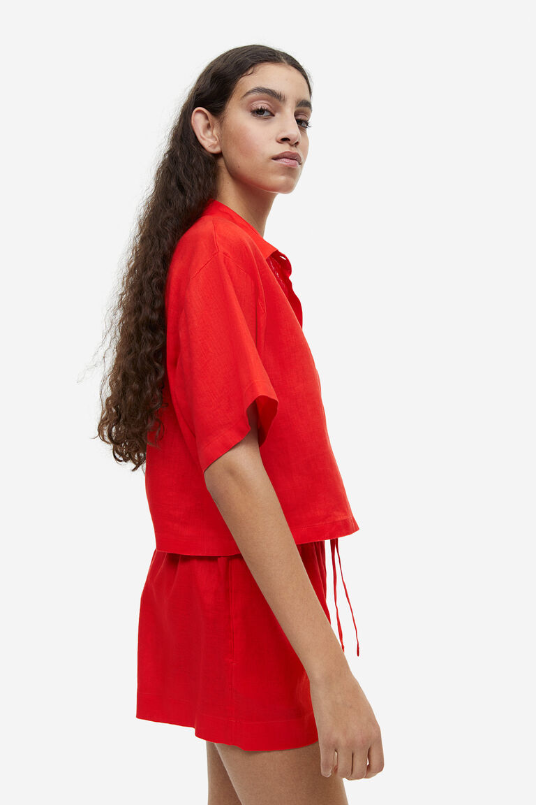 Cropped linen shirt