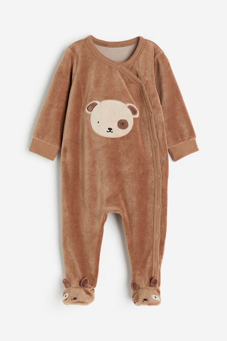 Velour sleepsuit with full feet