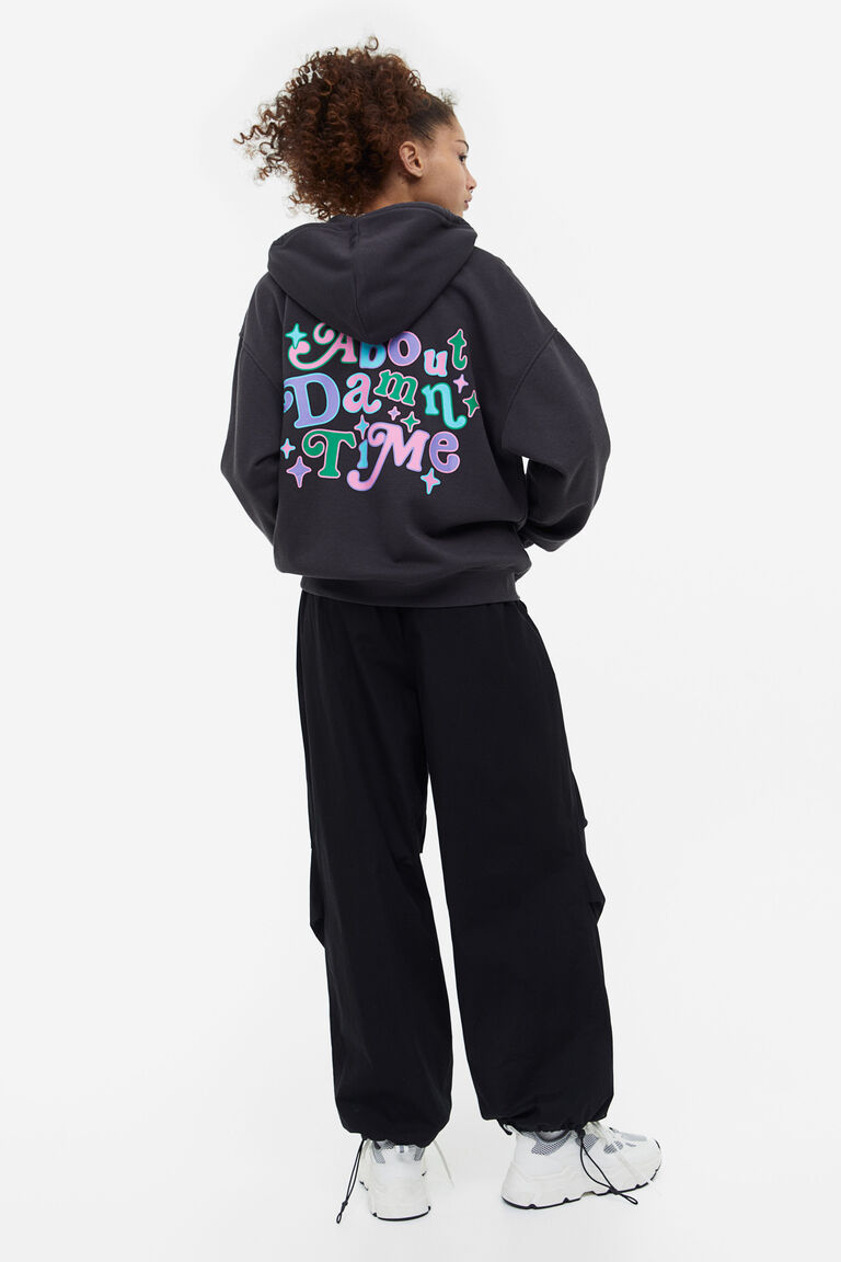 Printed zip-through hoodie