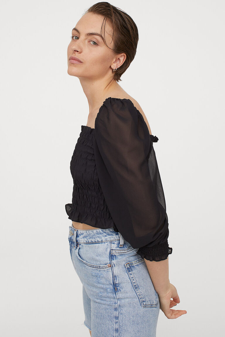 Short smocked blouse