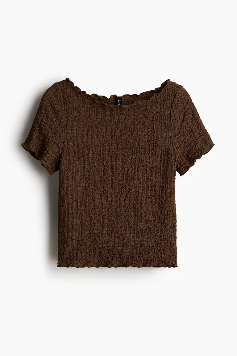 Overlock-detail textured T-shirt