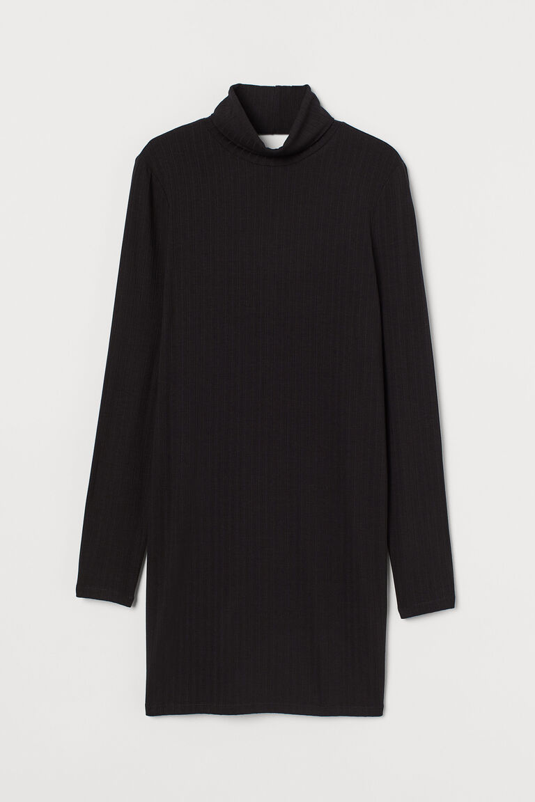 Ribbed polo-neck dress
