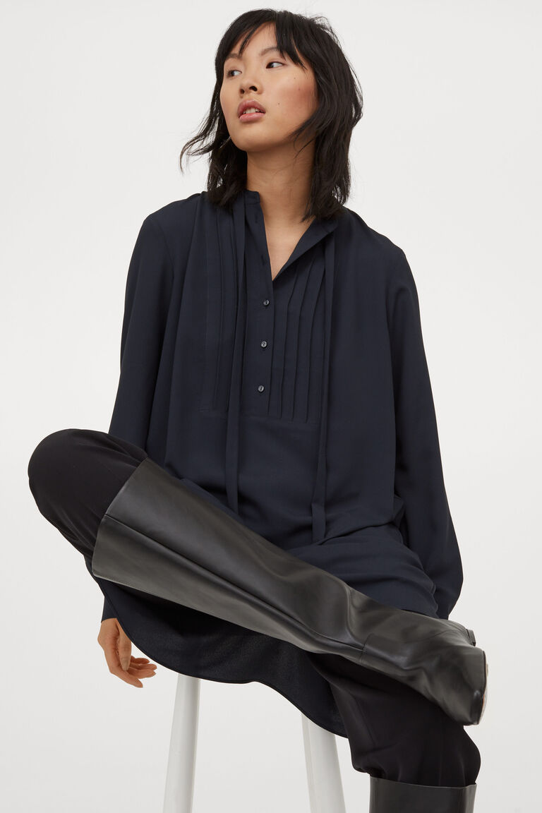 Shirt bib-front-detail dress