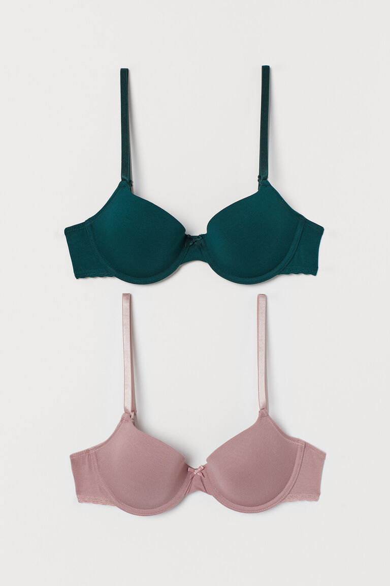 2-pack padded cotton bras