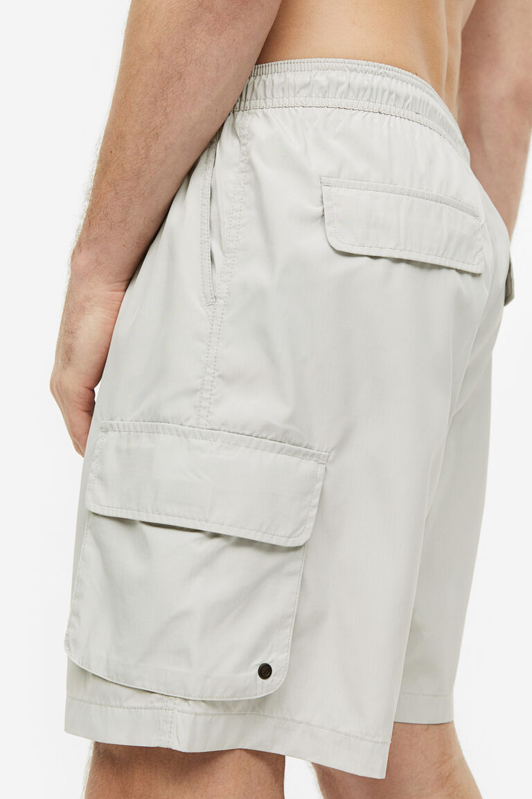 Knee-length cargo swim shorts