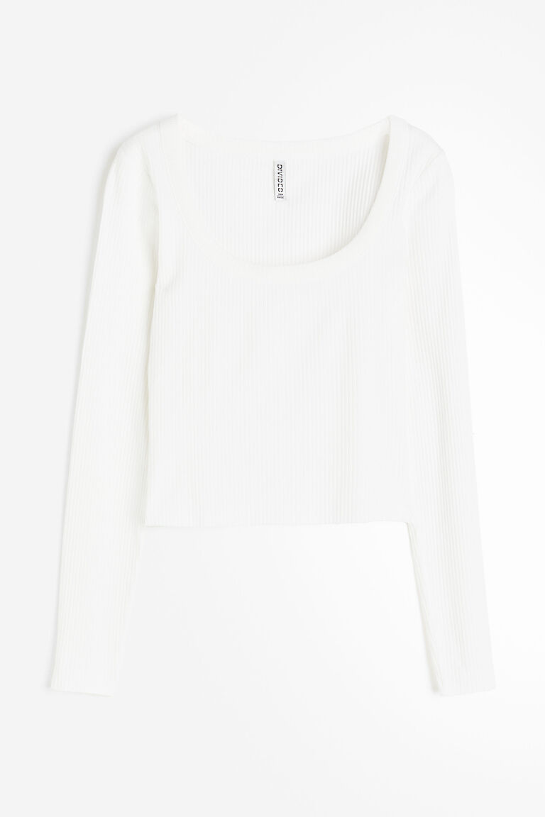 Ribbed square-neck top