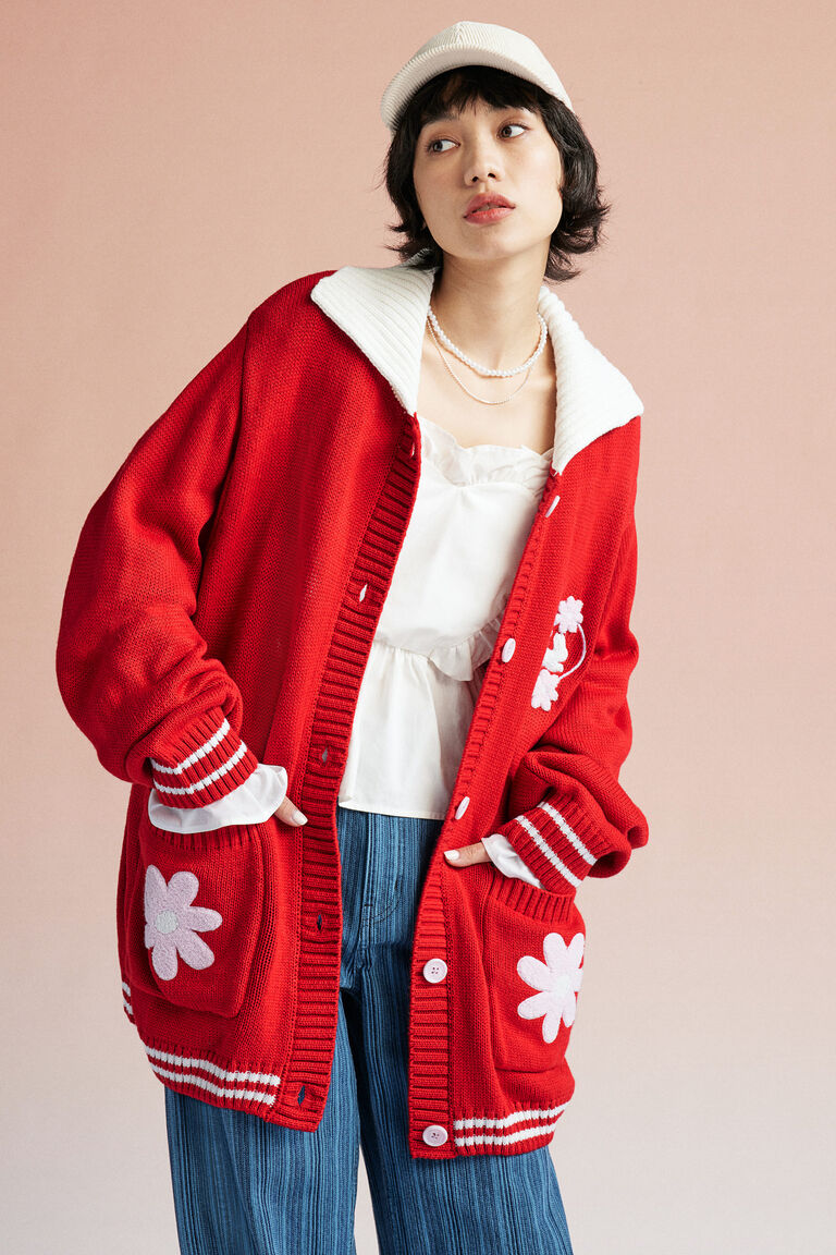 Oversized collared cardigan