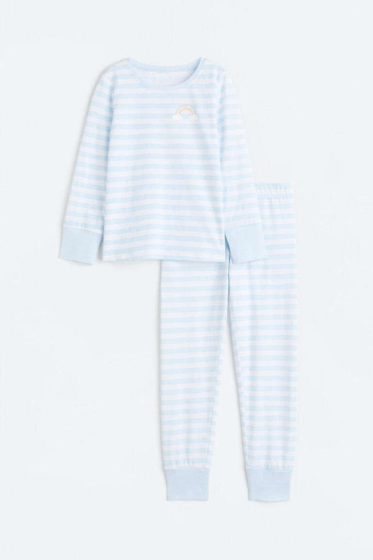 Foldover rib-trimmed pyjamas