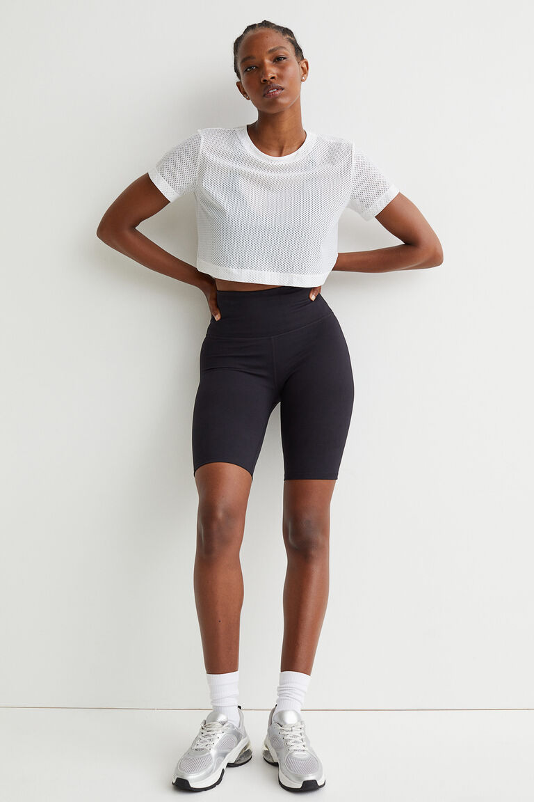 Cropped mesh sports top