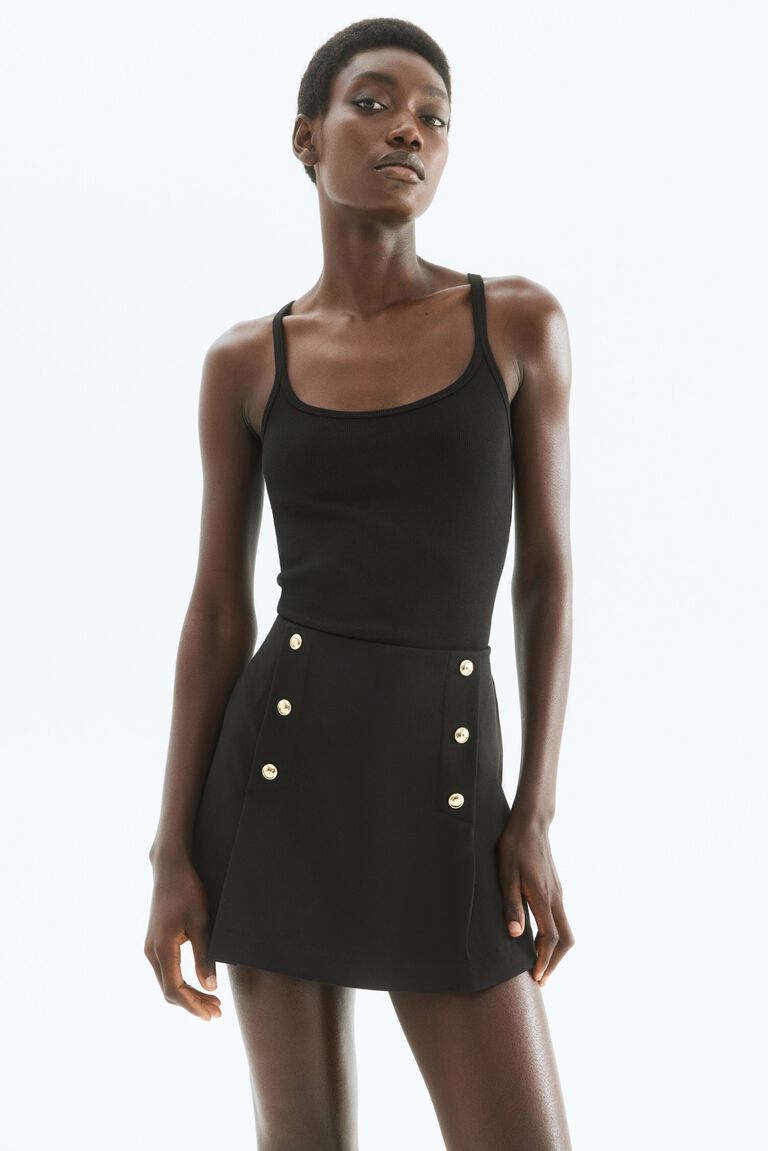Button-front skort