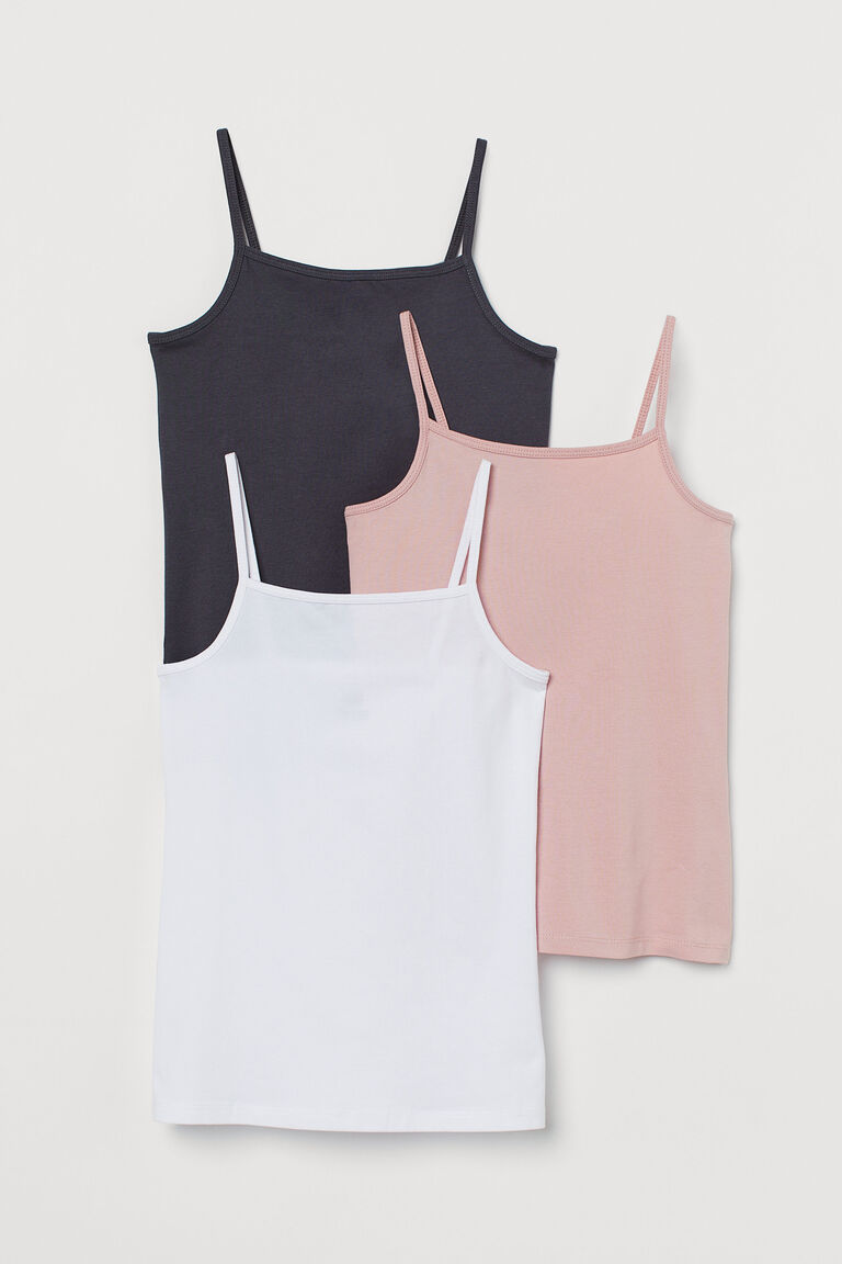 3-pack cotton strappy tops