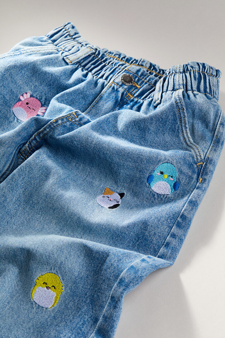 Embroidered-motif Wide Leg Jeans