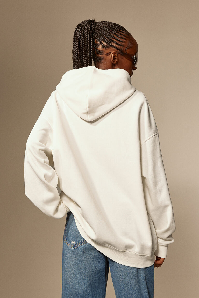 Oversized printed zip-through hoodie