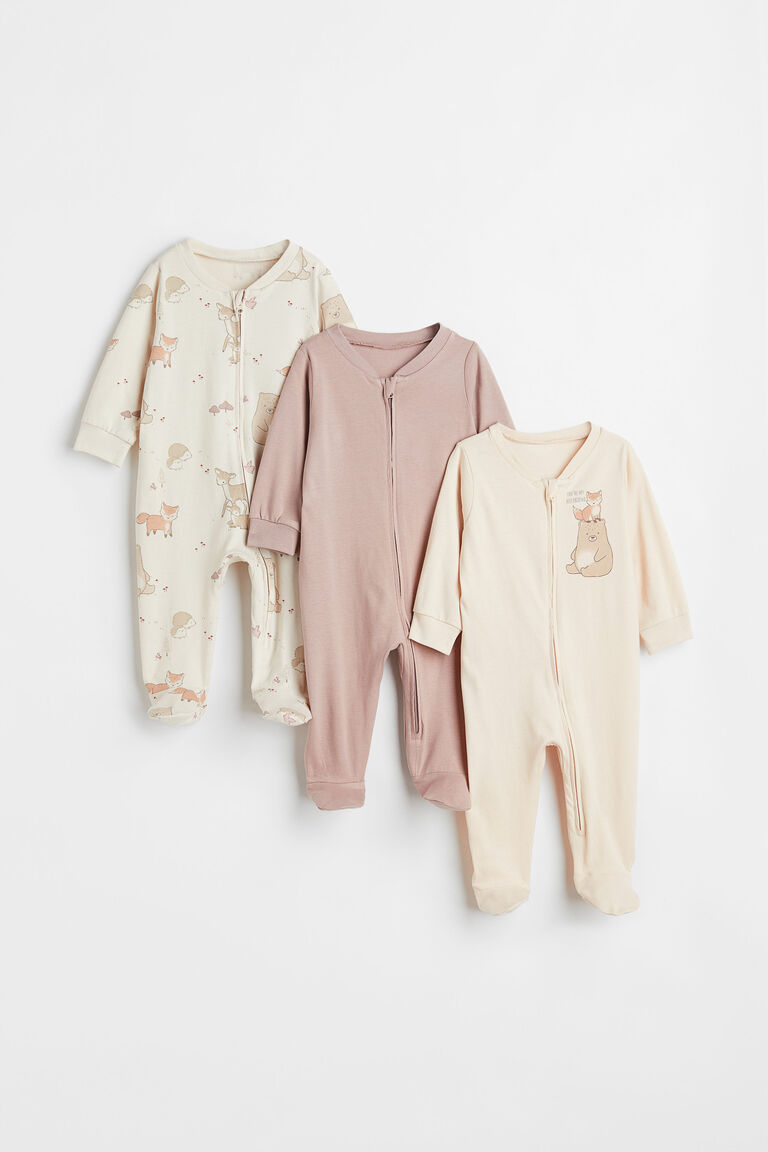 3-pack zip-up pyjamas