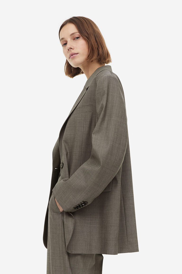 One-button wool jacket
