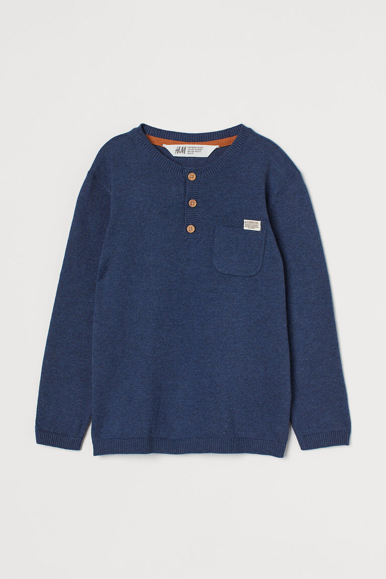 Fine-knit Henley jumper