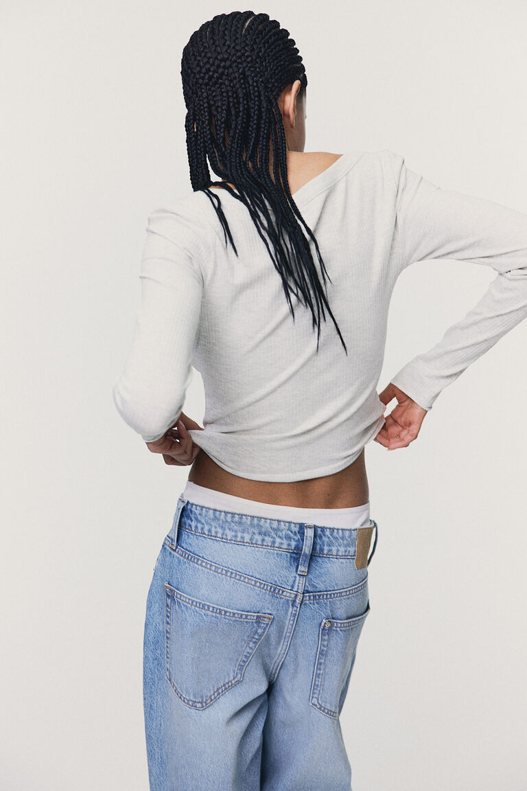 Ribbed square-neck top