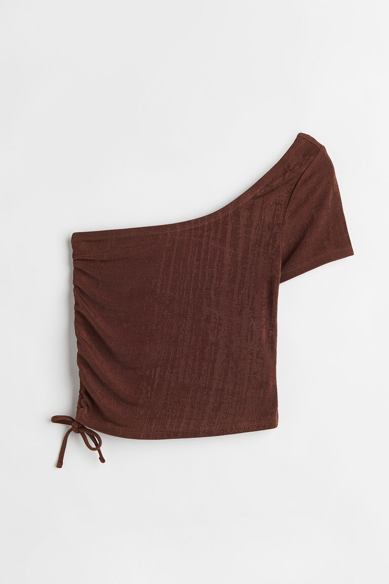 One-shoulder drawstring top