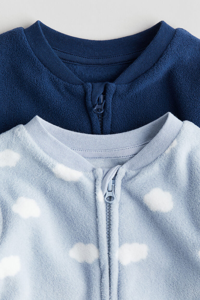 2-pack fleece zip-up sleepsuits