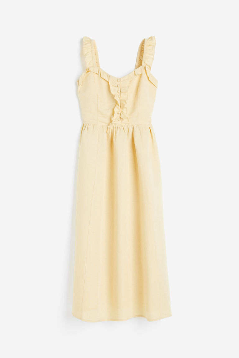 ซื้อ Linen-blend dress สีเหลือง ออนไลน์ สำหรับผู้หญิง | H&M Thailand