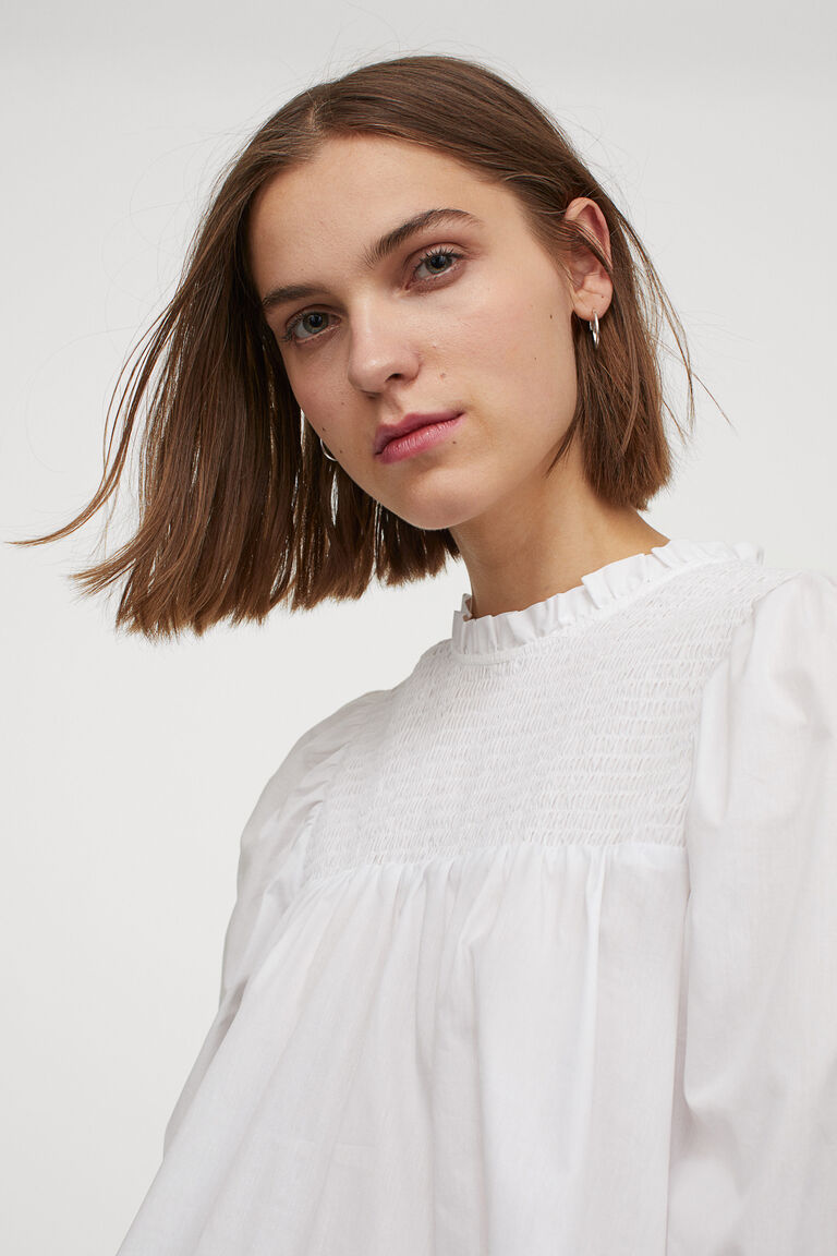 Smocked cotton blouse