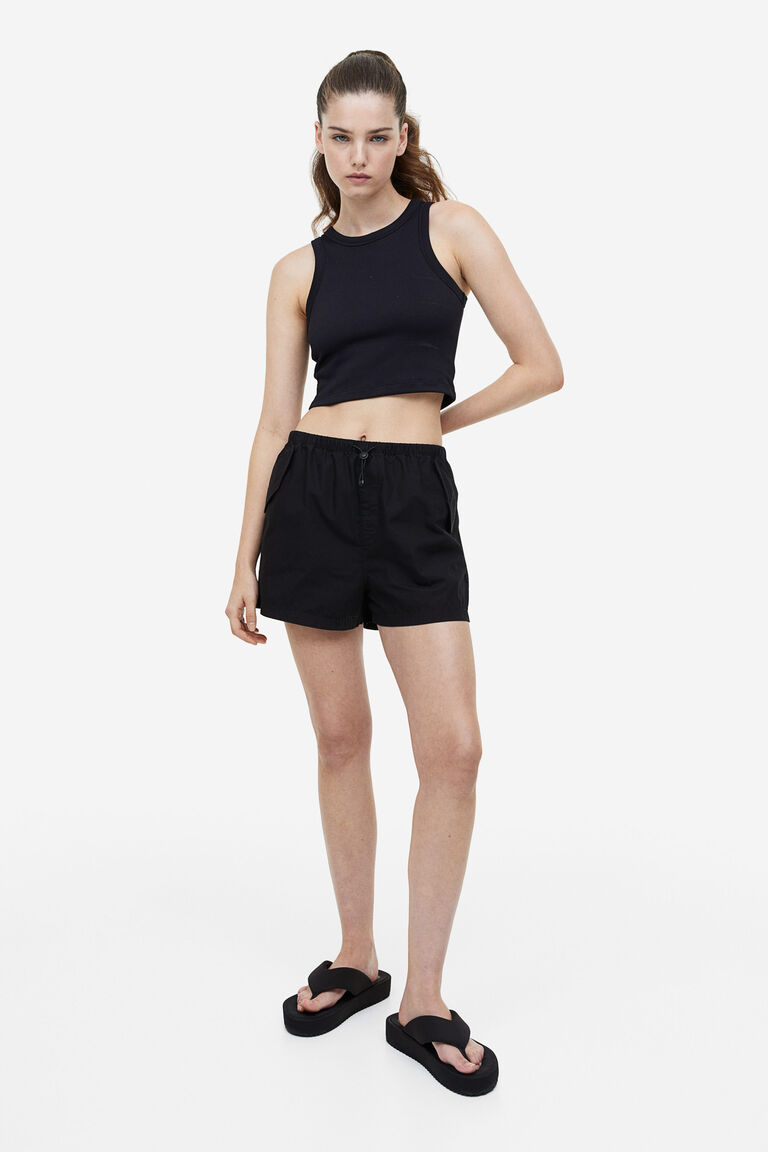Cotton parachute shorts