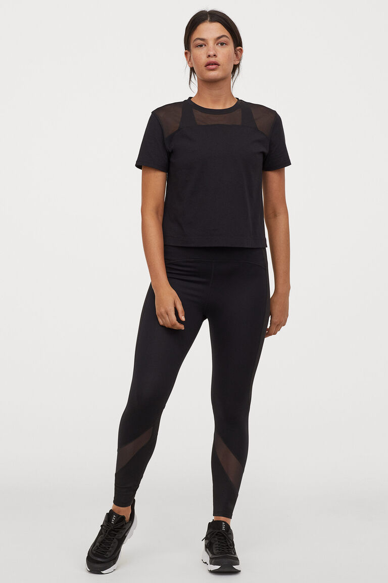 Mesh-inset tights High waist