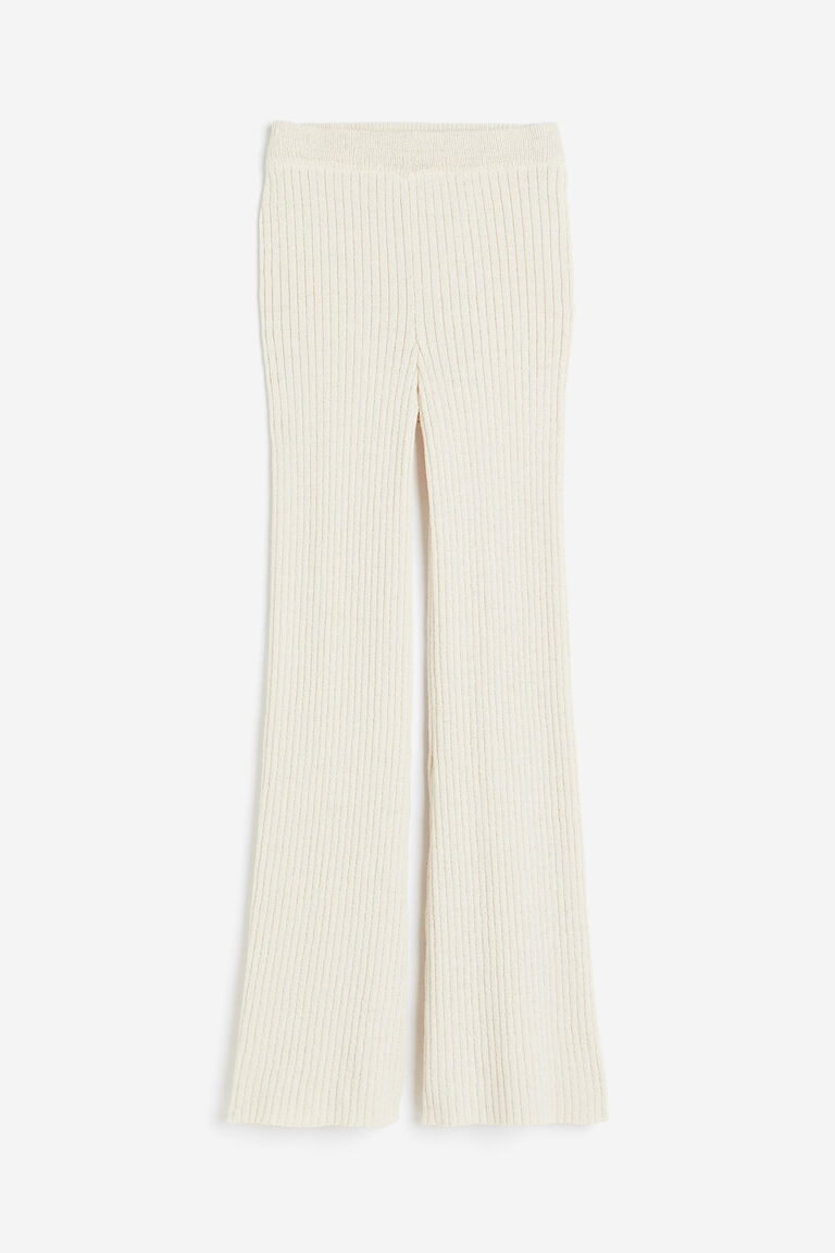 Flared rib-knit trousers