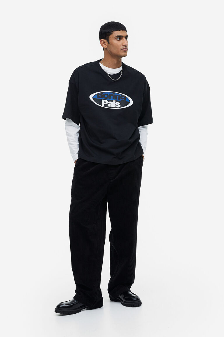 เสื้อยืดพิมพ์ลายทรงโอเวอร์ไซส์