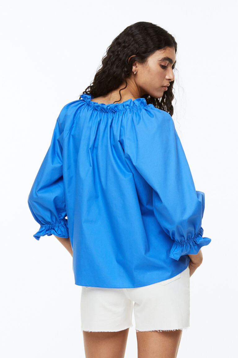 Frill-trimmed cotton blouse