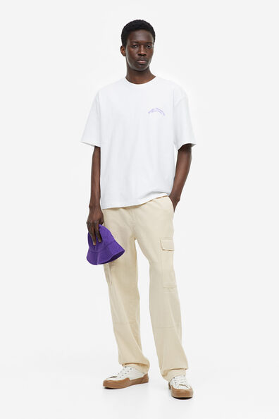 Regular Fit Linen-blend cargo trousers