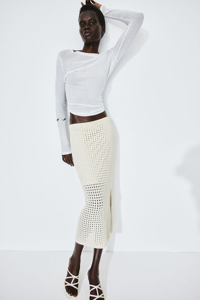 Pointelle-knit skirt