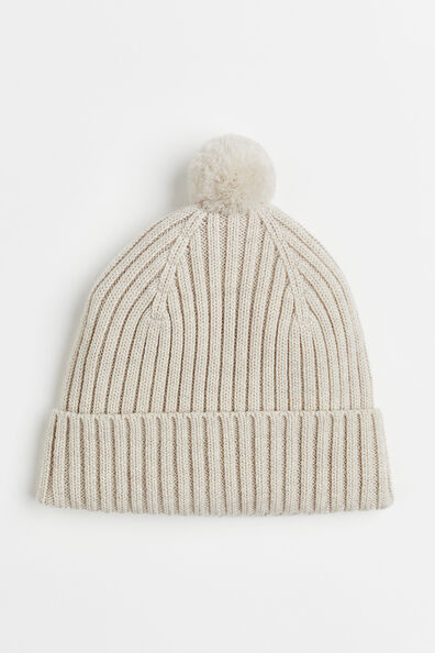 Rib-knit wool hat