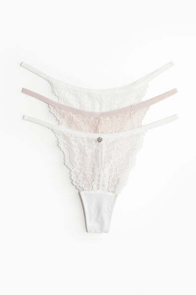 3 Pack Lace Thong Briefs