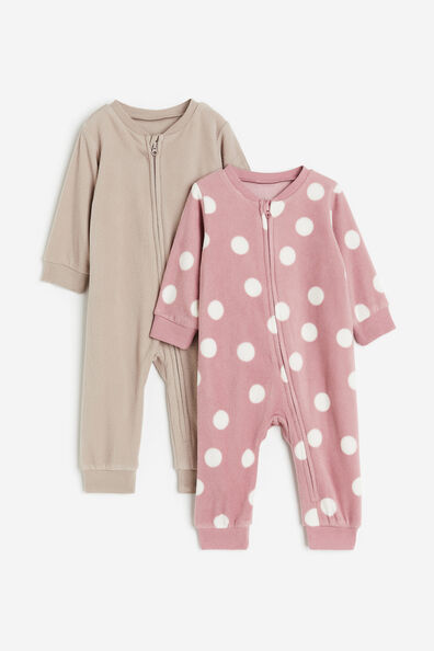 2-pack fleece zip-up sleepsuits